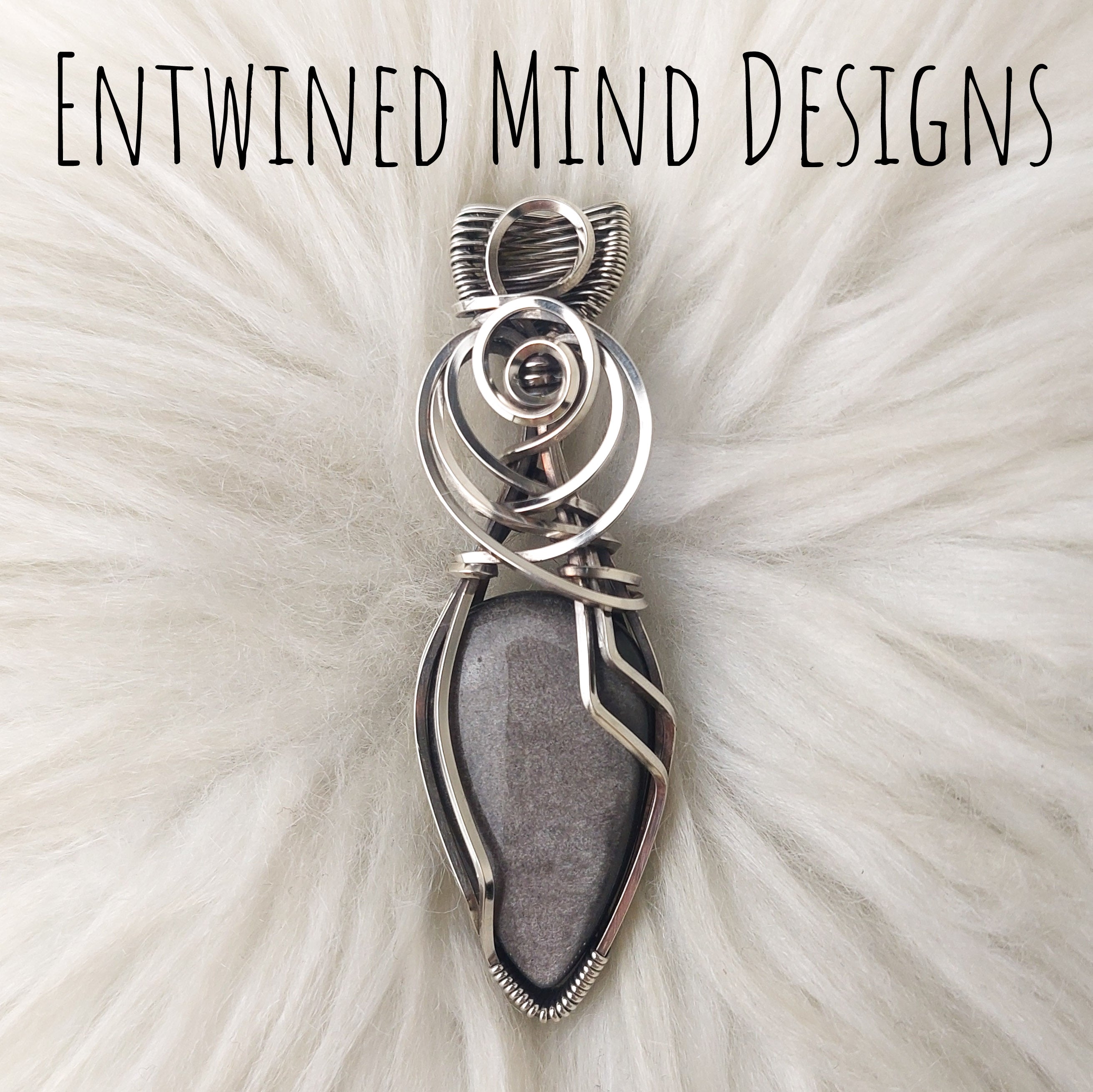 "Shimmer" Silver Sheen Obsidian and Sterling Silver Statement Pendant ...